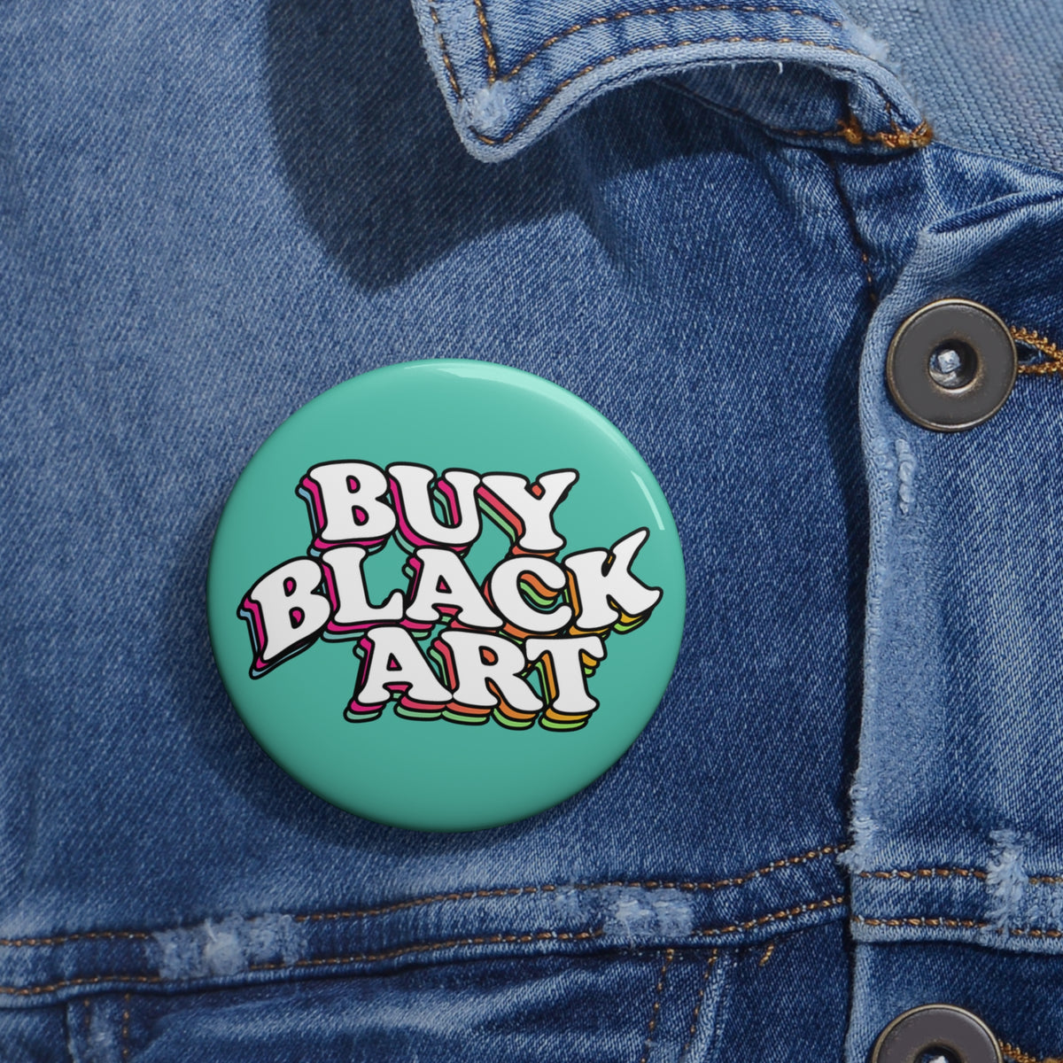 Buy Black Art Button Pin Teal Black Girl Art Show